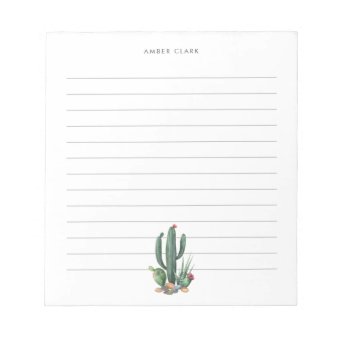 Desert Cactus Bloom | Desert Theme Lined Notepad | Zazzle