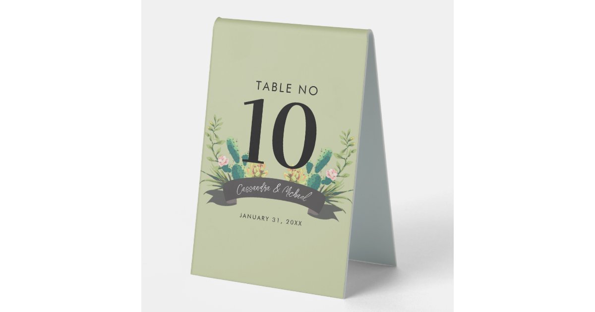 Desert Cactus Bloom | Table Number Table Tent Sign | Zazzle