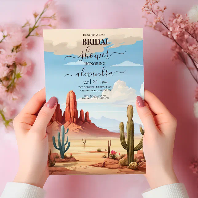 Desert Cactus Bridal Shower Invitation | Zazzle