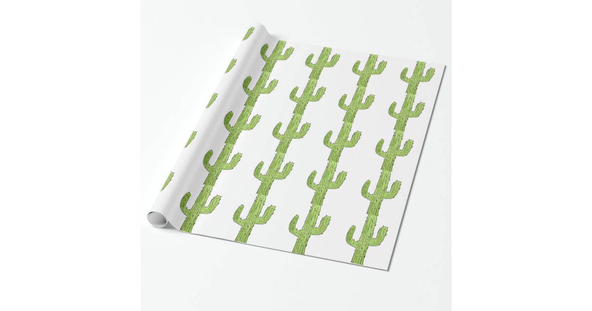 Desert Cactus Desert Plants Cactus Tree Design Wrapping Paper | Zazzle