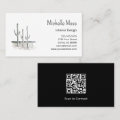 Desert Cactus QR code Minimalist Black White Business Card | Zazzle