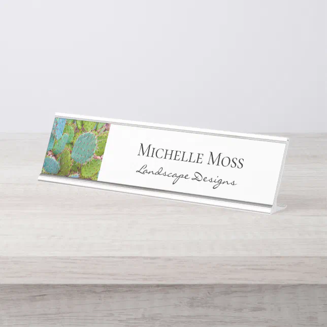 Desert Cactus Succulent Elegant Desk Name Plate | Zazzle