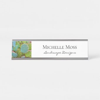 Desert Cactus Succulent Elegant Desk Name Plate | Zazzle
