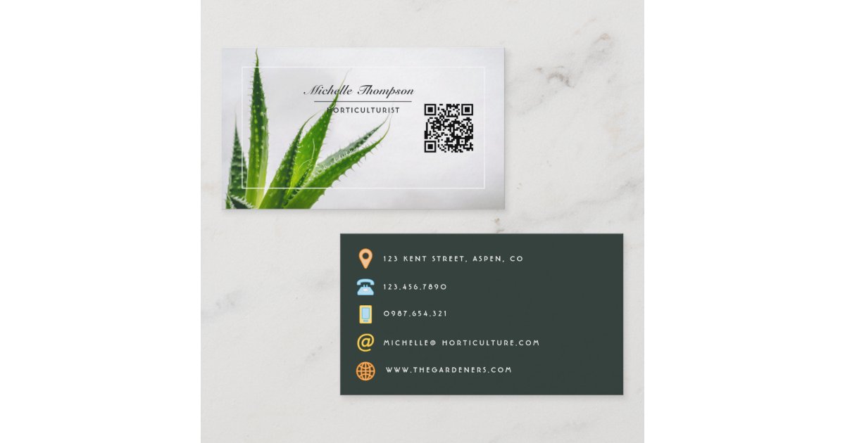 Desert Cactus Succulents QR Code Business Card | Zazzle