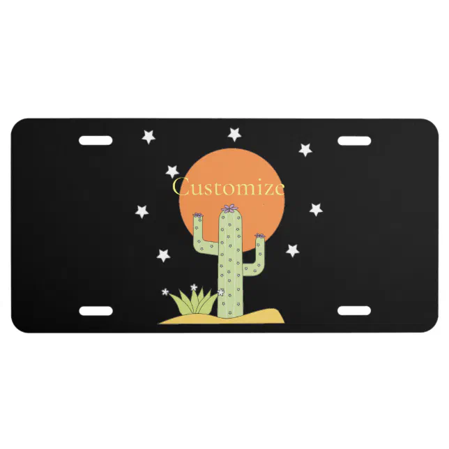 Desert Cactus Sun Thunder_Cove License Plate | Zazzle