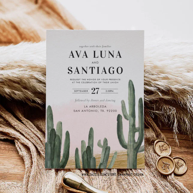 Desert Cactus Wedding Invitation | Zazzle
