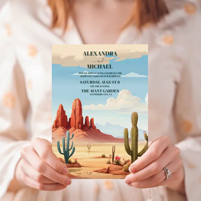 Desert Cactus Wedding Invitation | Zazzle