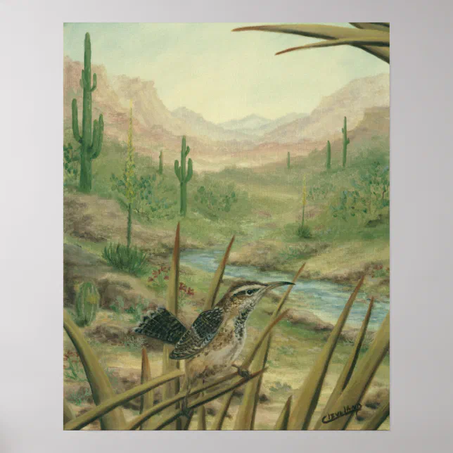 Desert Cactus Wren Poster | Zazzle