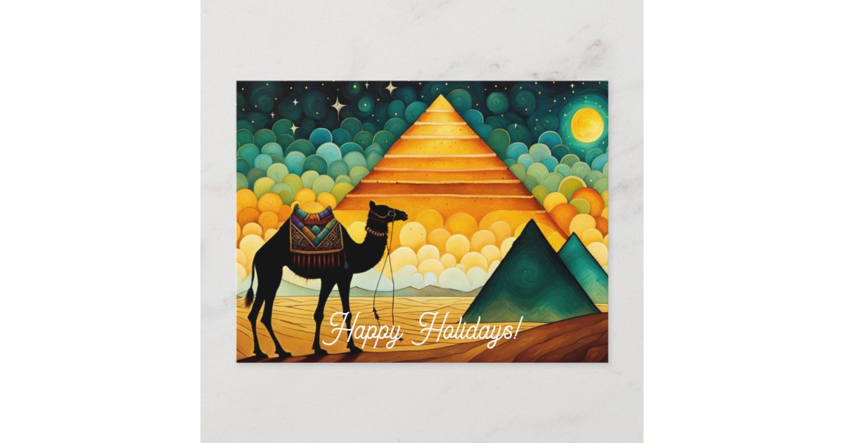 Desert Camel Egyptian Pyramids Postcard | Zazzle