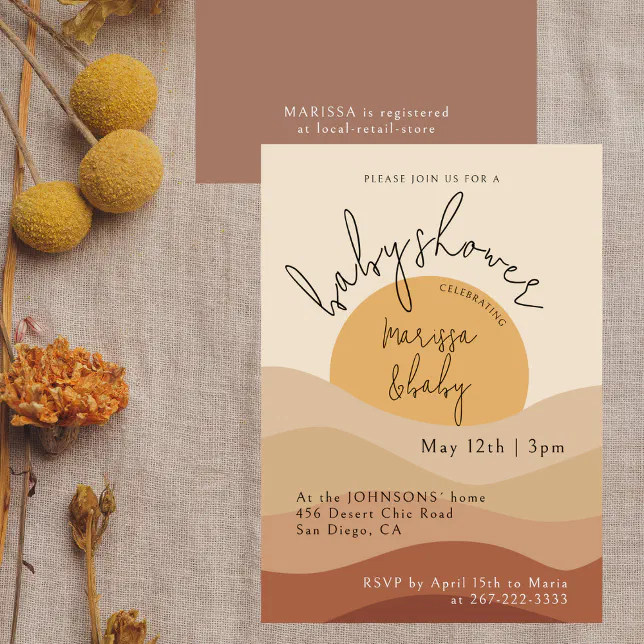 Desert Chic Boho Custom Neutral Earthy Baby Shower Invitation | Zazzle