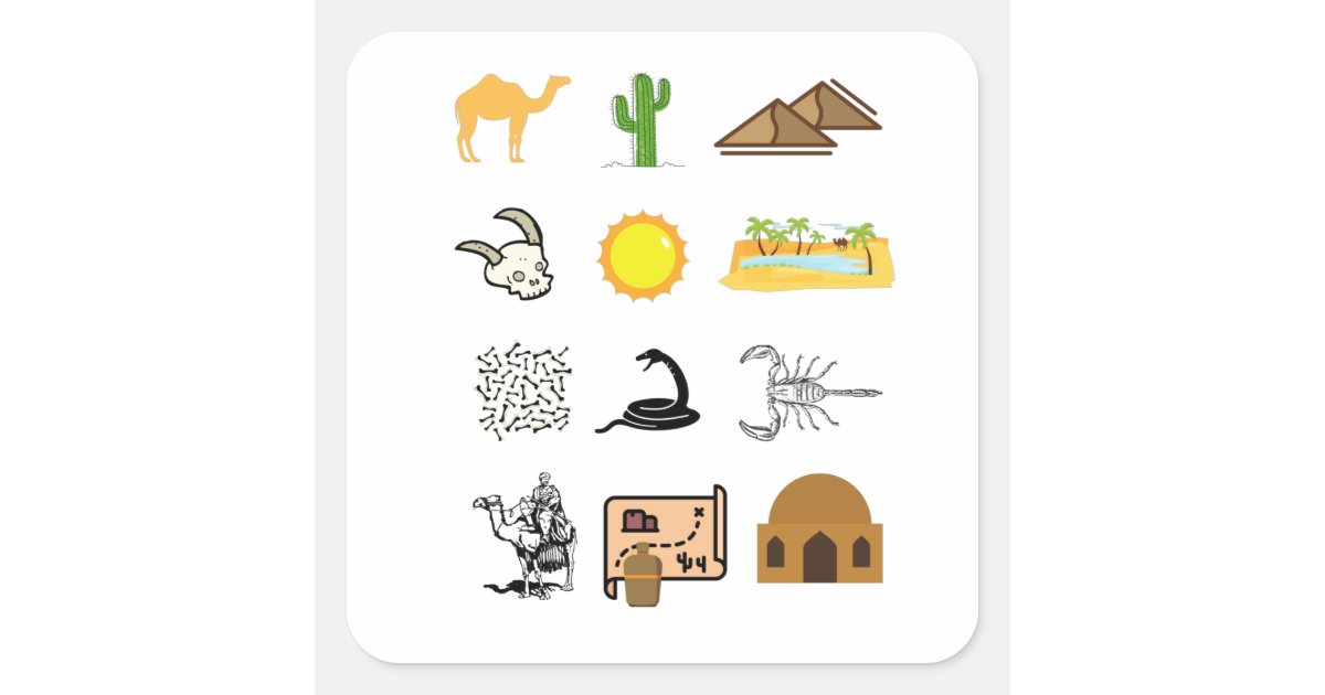 Desert Elements Square Sticker | Zazzle