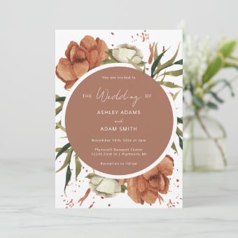 Desert Floral Bohemian Rust Wedding Invitation | Zazzle
