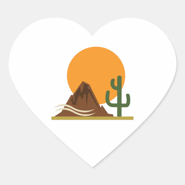 DESERT LANDSCAPE HEART STICKER | Zazzle