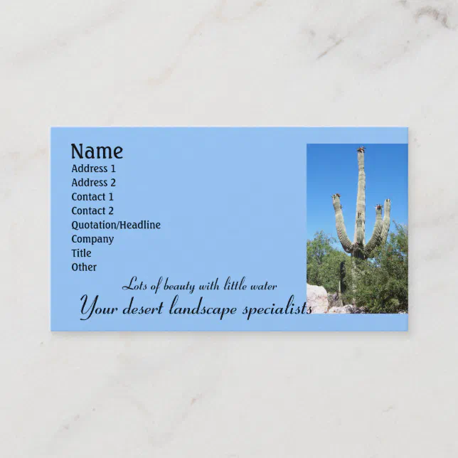 Desert Landscaping Company Business Card | Zazzle