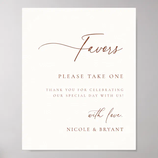 Desert Sienna Wedding Favor Poster | Zazzle