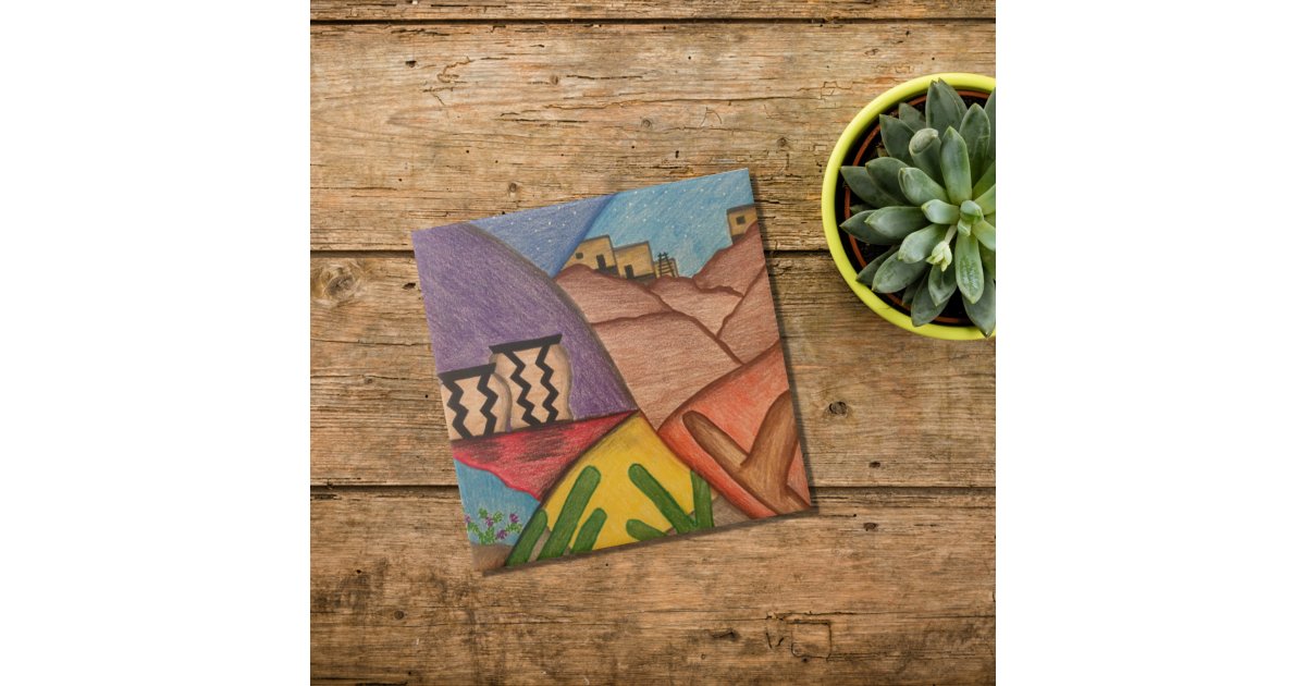 Desert Southwest Arizona Cactus ceramic tile | Zazzle