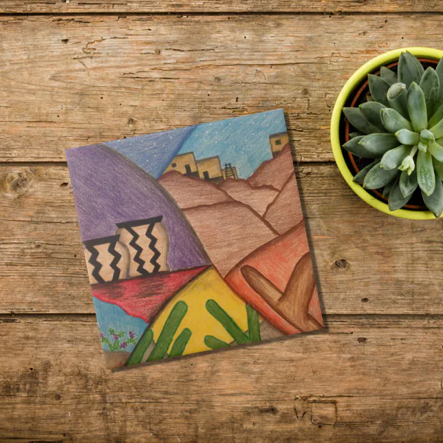 Desert Southwest Arizona Cactus ceramic tile | Zazzle