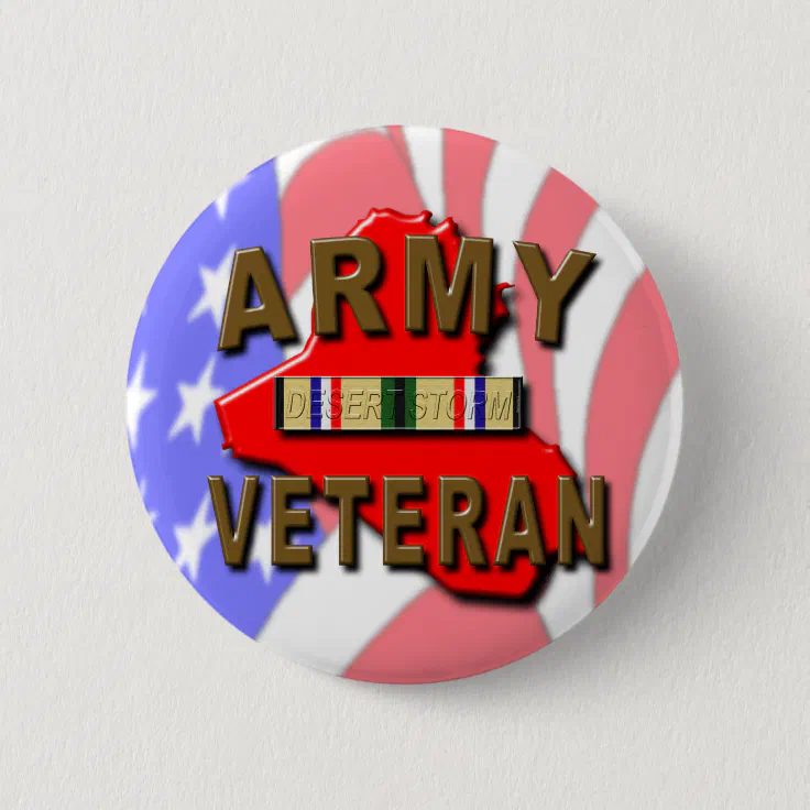 Desert Storm ARMY Veteran Button | Zazzle