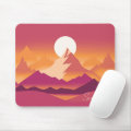 Desert Sun Mountain Peaks Landscape Illustration Mouse Pad | Zazzle