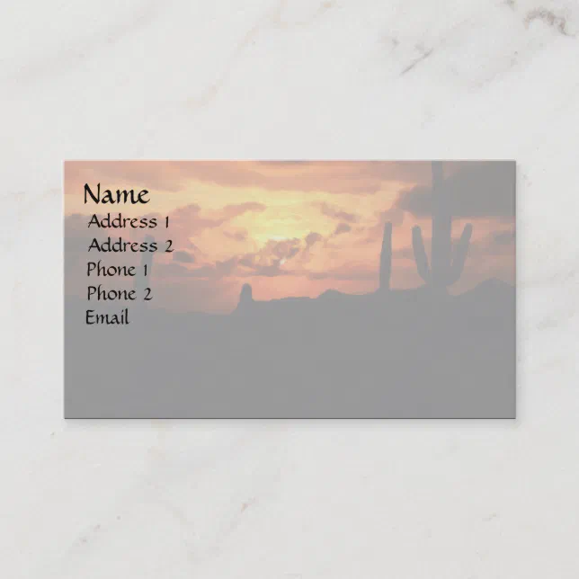 Desert Sunset Business Card | Zazzle