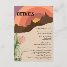 Desert Sunset Destination Wedding Details Enclosure Card | Zazzle