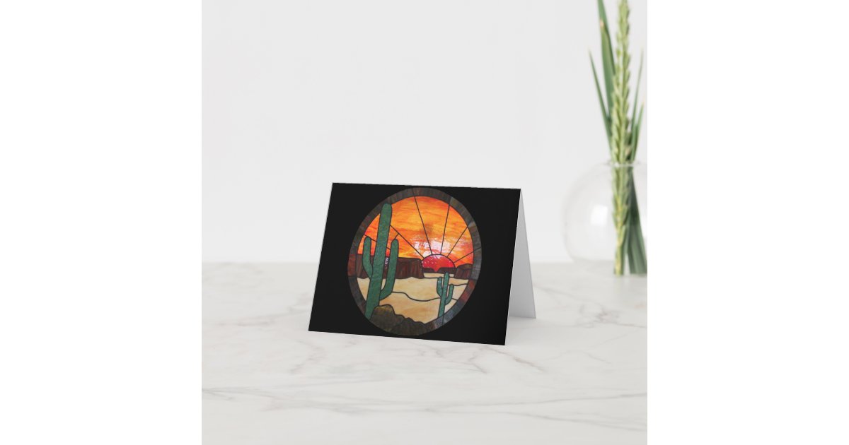 Desert Sunset Stained Glass Notecard | Zazzle