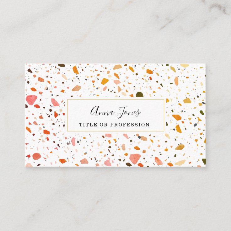 Desert Terrazzo Pattern Professional Feminine Business Card | Zazzle