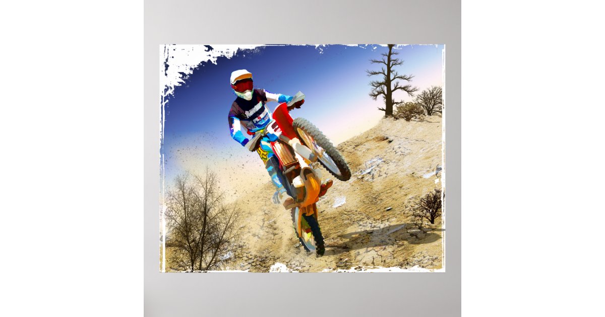 Desert Wheelie Motocross Poster | Zazzle
