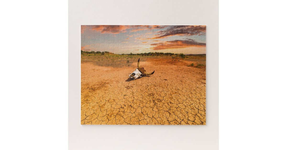 Deserts | Desert with Cow Skull Jigsaw Puzzle | Zazzle