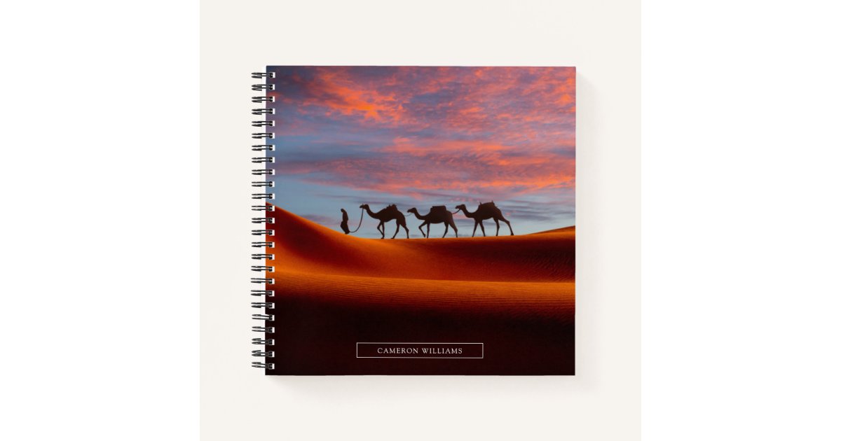 Deserts | Man & Camels in the Sand Dunes Notebook | Zazzle