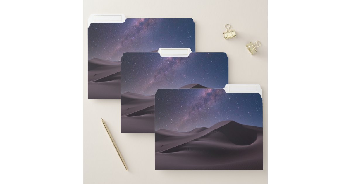 Deserts | Milky Way Starry Sky Sand Dune Dubai File Folder | Zazzle