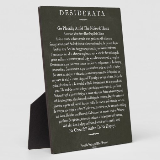Desiderata Blackboard Chalk Art Plaque | Zazzle