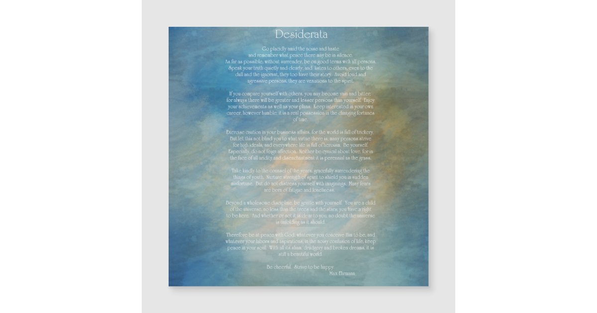 Desiderata Blue Background Magnet | Zazzle