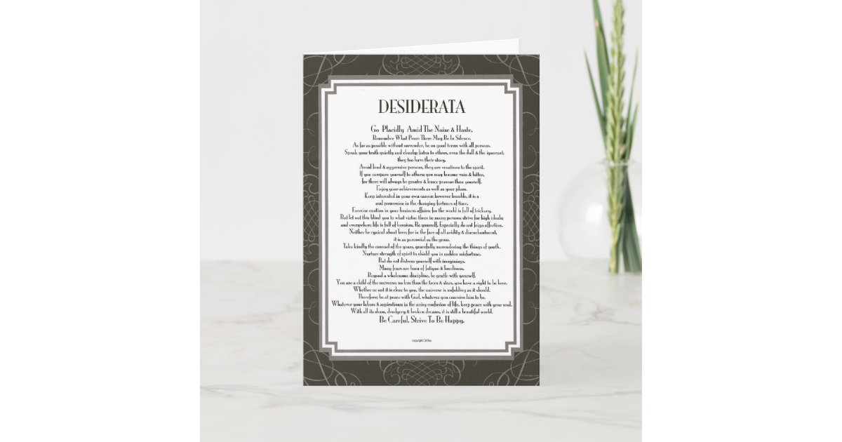 DESIDERATA Card | Zazzle