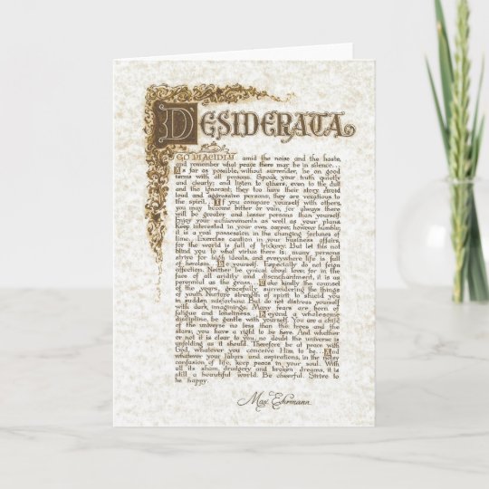 DESIDERATA Card | Zazzle.com