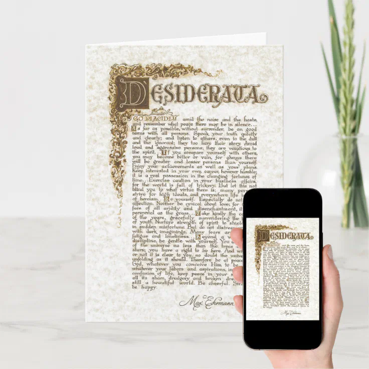 DESIDERATA Card | Zazzle