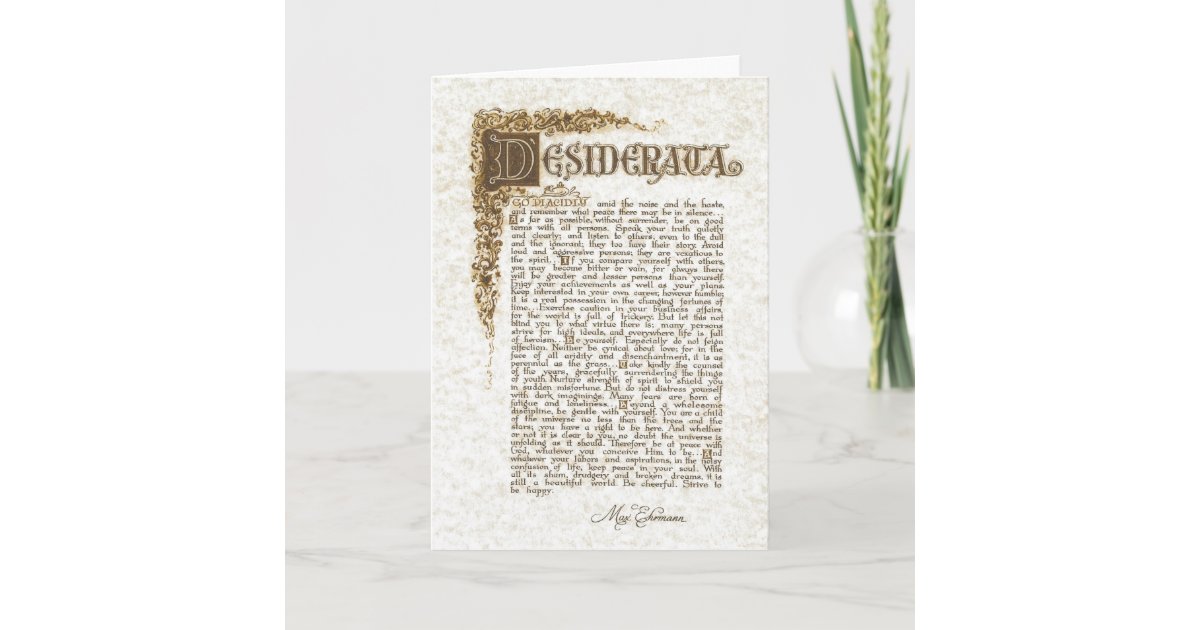 DESIDERATA Card | Zazzle