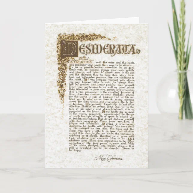 DESIDERATA Card | Zazzle