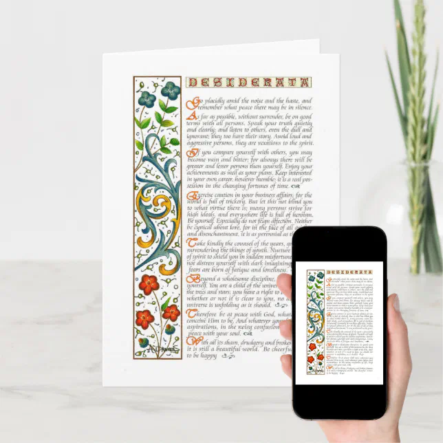 DESIDERATA Card | Zazzle