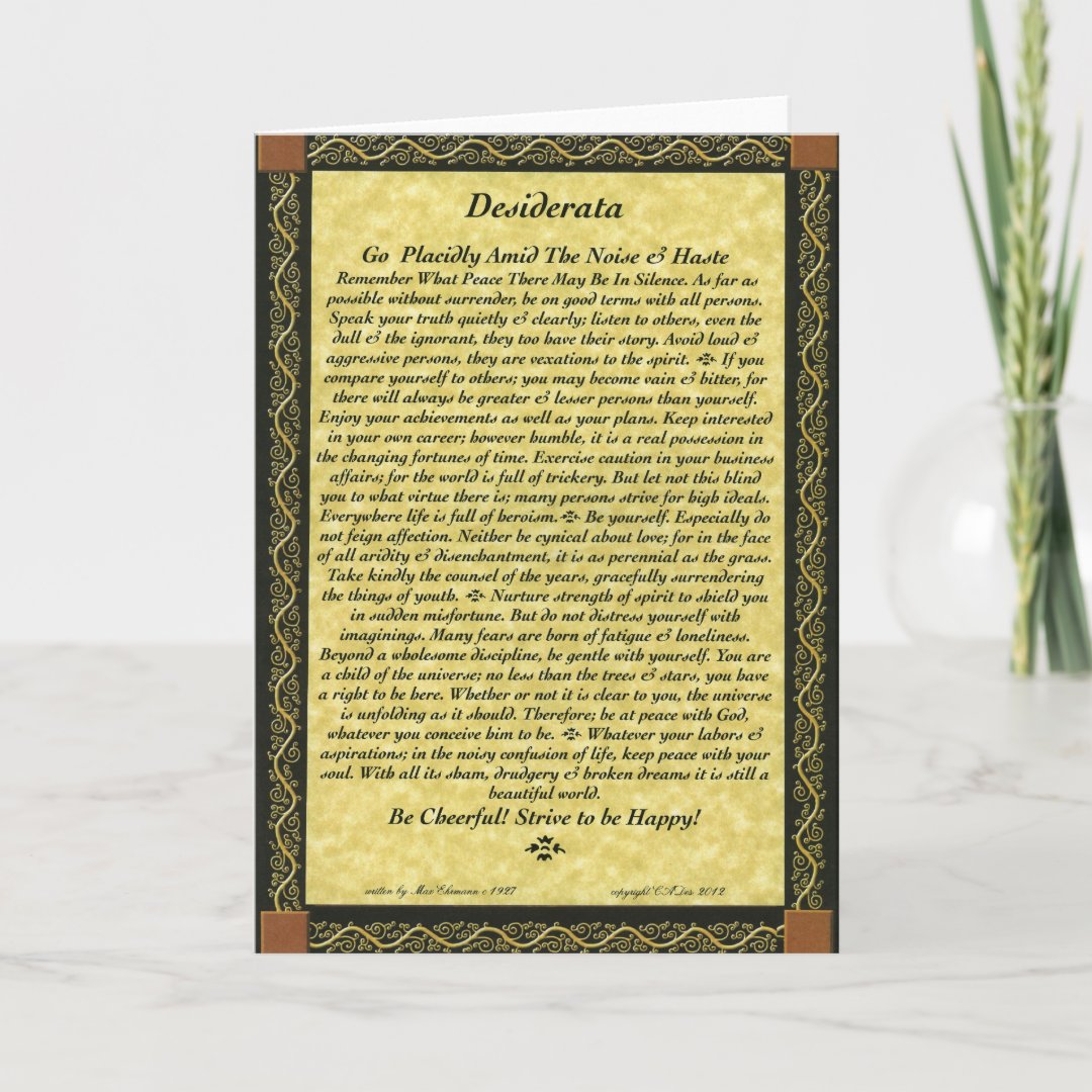 DESIDERATA Card | Zazzle