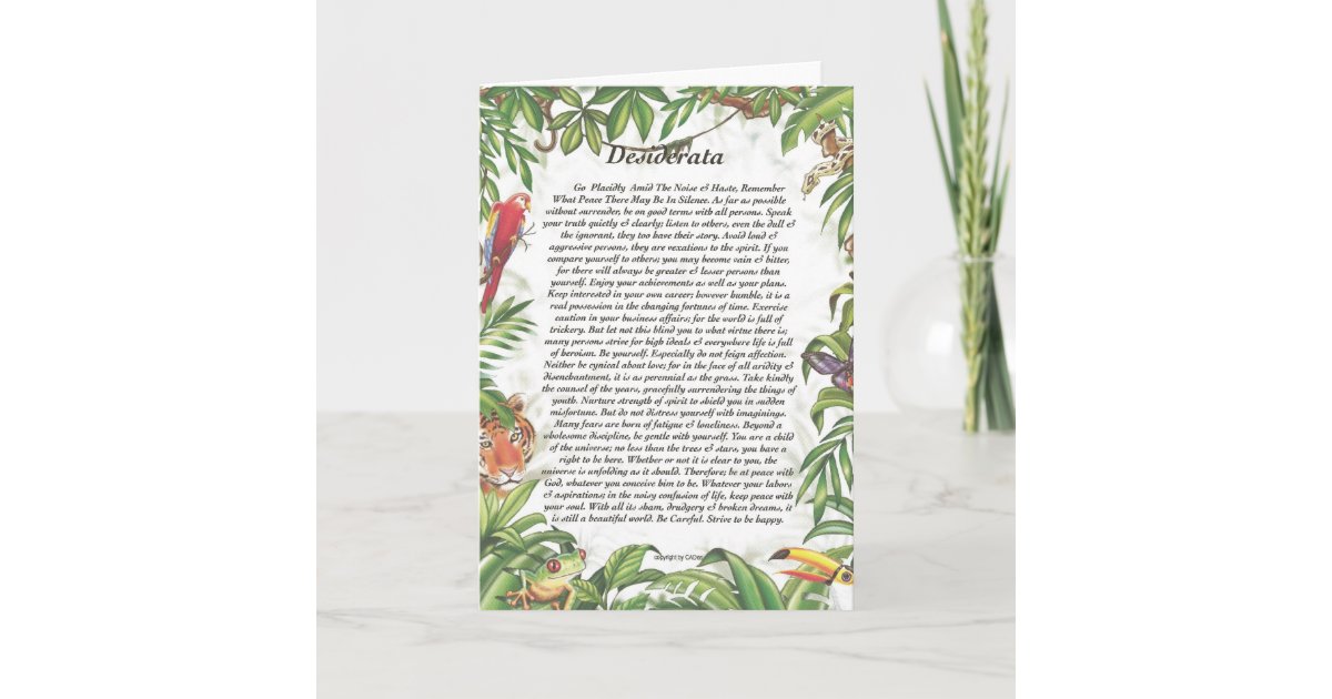 DESIDERATA Card | Zazzle