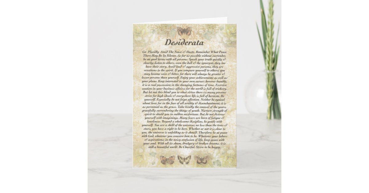DESIDERATA Card=Butterflies Card | Zazzle