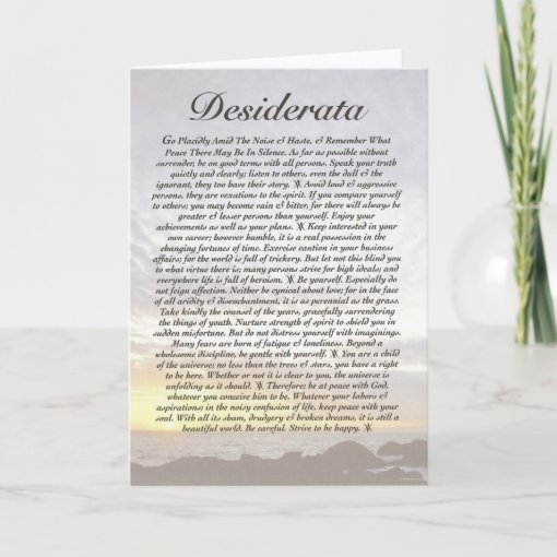 DESIDERATA Card=Ocean Sunset Card | Zazzle