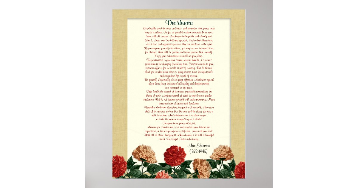 Desiderata "desired things", hibiscus flowers poster | Zazzle