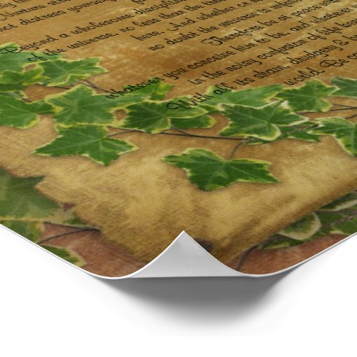 Desiderata "desired things",Ivy on parchment Poster | Zazzle