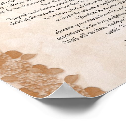 Desiderata "desired things" parchment floral poster | Zazzle