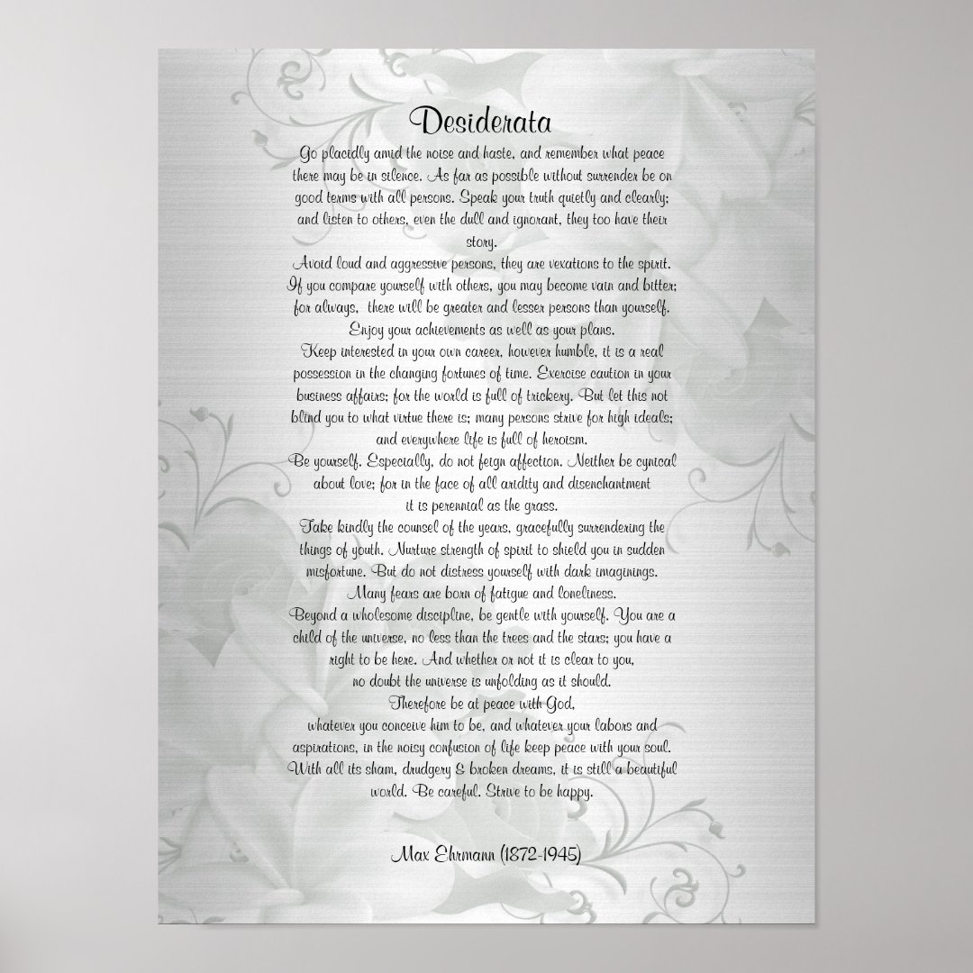 Desiderata "desired things" poster | Zazzle