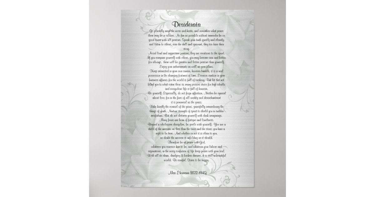 Desiderata "desired things" poster | Zazzle