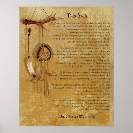 Desiderata "desired things", prose dreamcatcher poster | Zazzle.com
