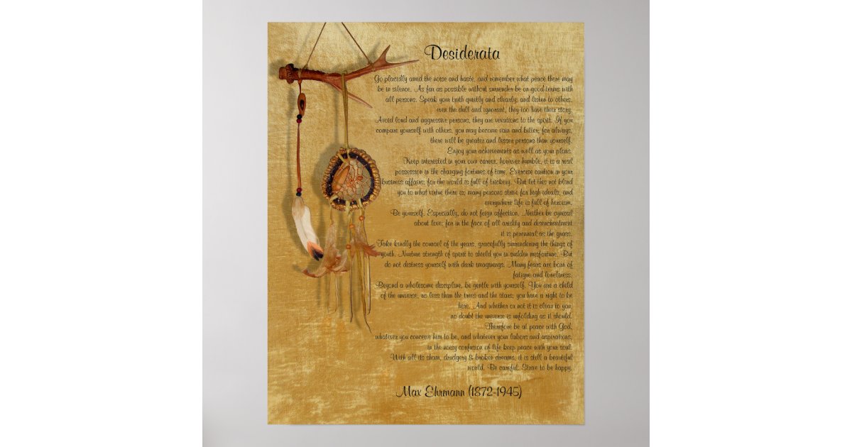 Desiderata "desired things", prose dreamcatcher poster | Zazzle